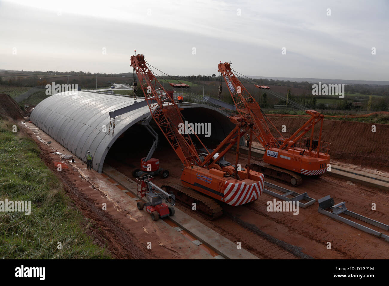 Bebo Arch bridge of precast reinforced concrete sections being lifted ...