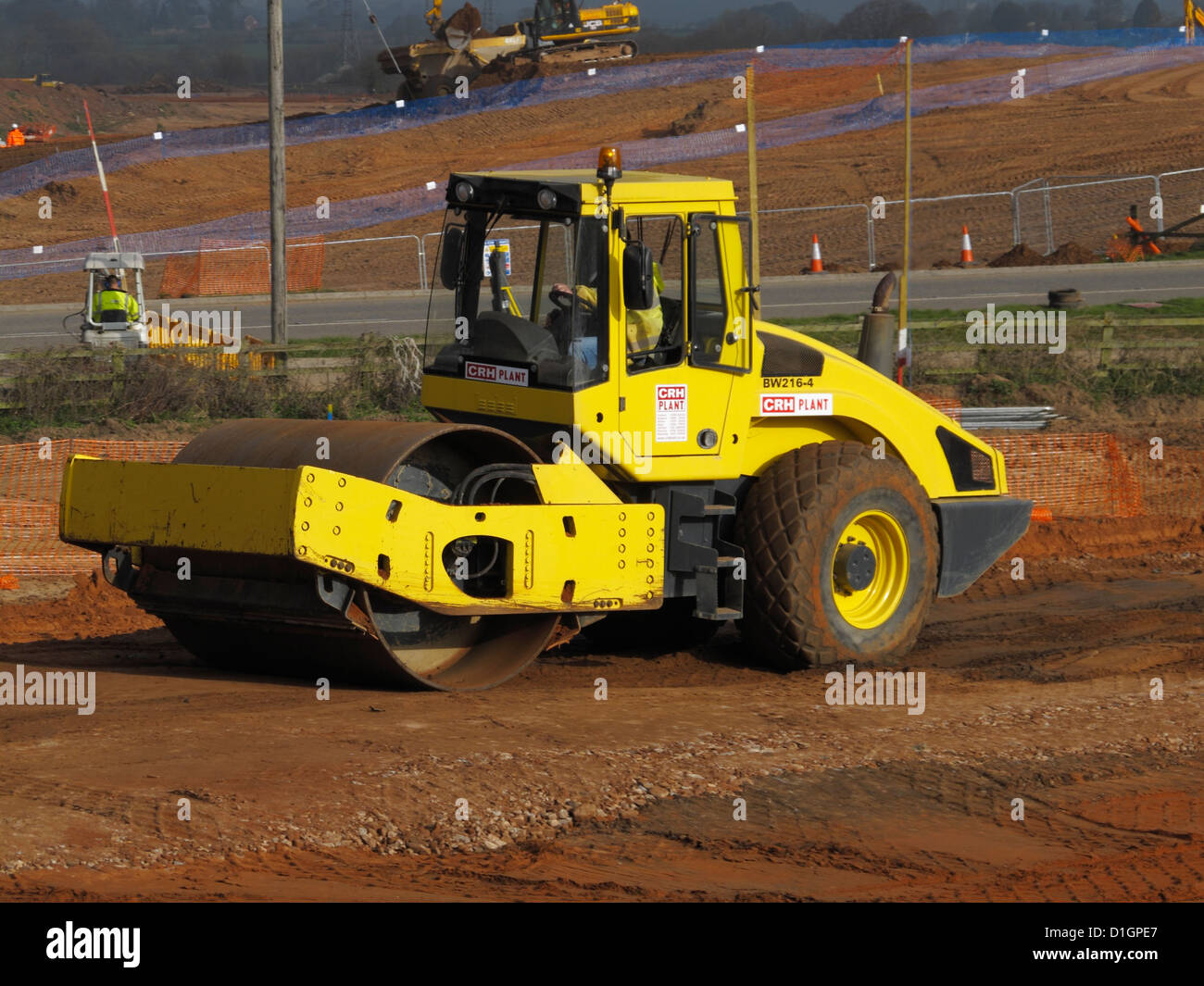 Rubber wheeled heavy roller compacting rolling fill earthmoving ...