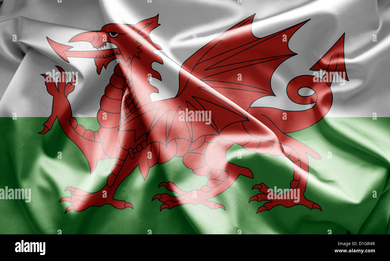 Welsh flag flying in the wind hi-res stock photography and images - Alamy