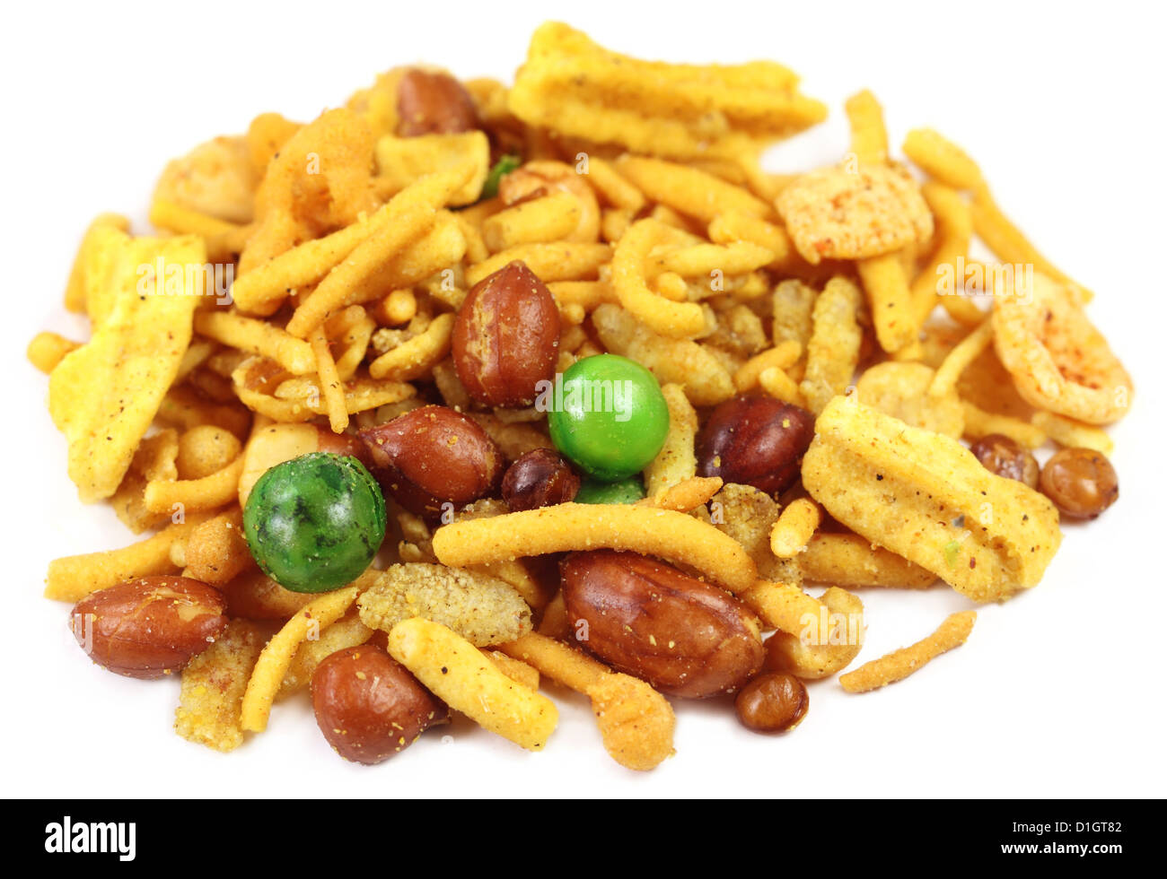 Chanachur or Bombay mix over white background Stock Photo - Alamy