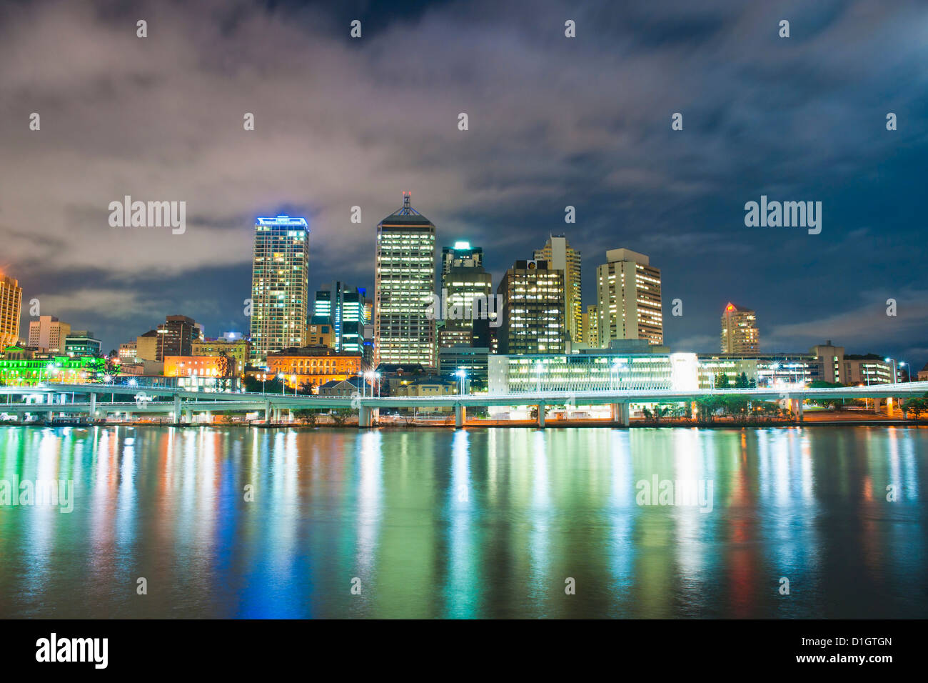 Brisbane skyline at night, taken from South Bank, Queensland, Australia ...