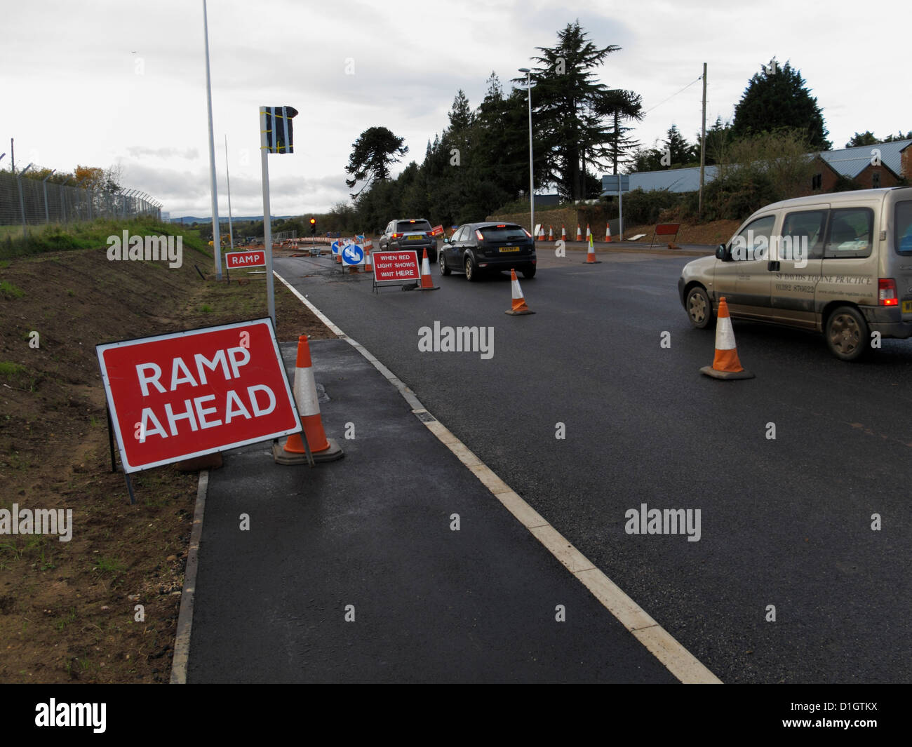 Ramp ahead sign at uk roadworks site uk Stock Photo - Alamy
