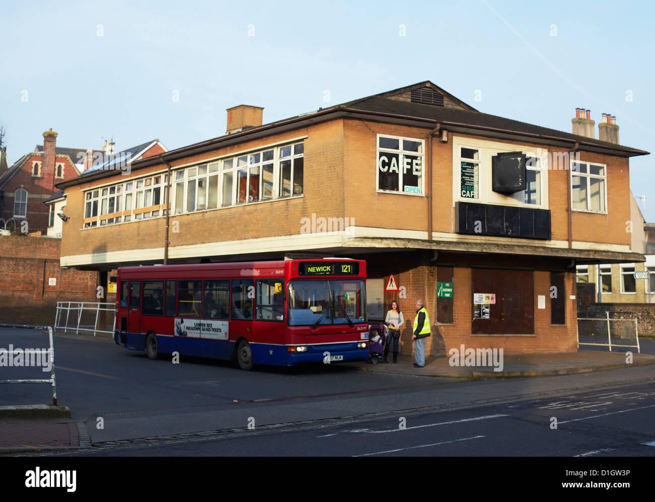 Cafe at Lewes bus station, East Sussex Stock Photo - Alamy