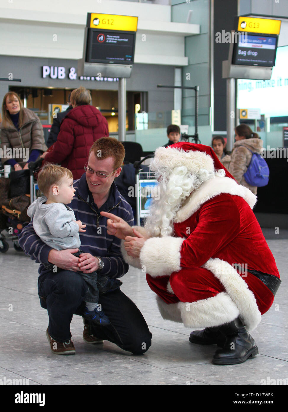 London Heathrow Airport Terminal 5 Departures 21 December 2012. Santa ...