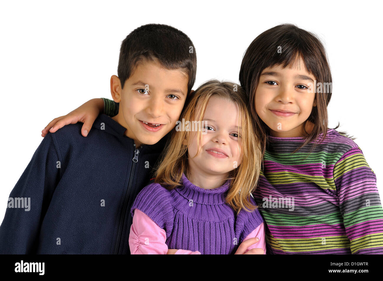 Group of children posing isolated in white Stock Photo - Alamy