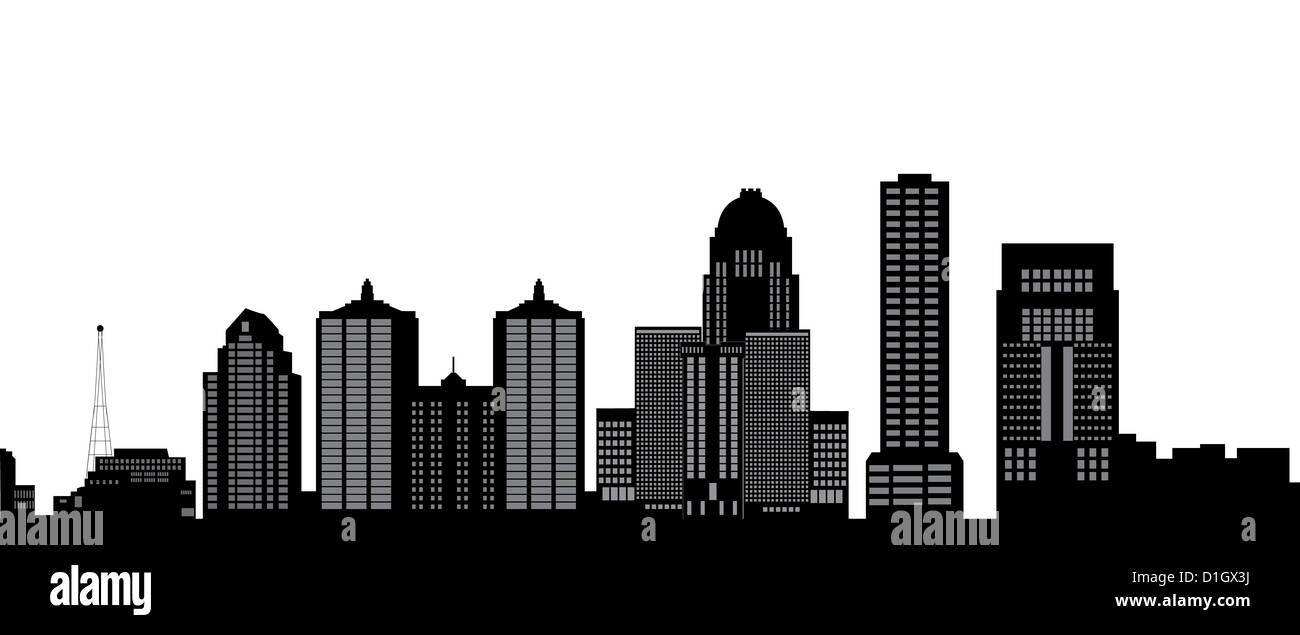 Louisville skyline with buildings in black Stock Photo - Alamy