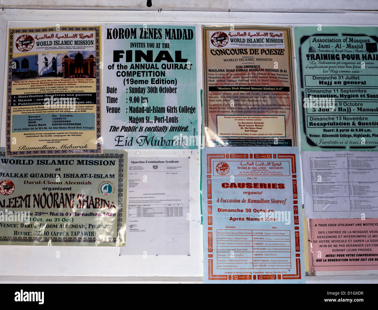 Jummah Masjid Mosque Port Louis Mauritius Notice Board World Islamic ...