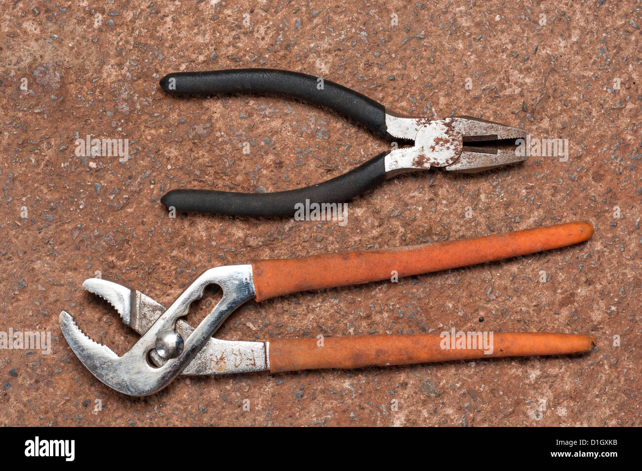 Hand tools pliers and adjustable pliers Stock Photo - Alamy