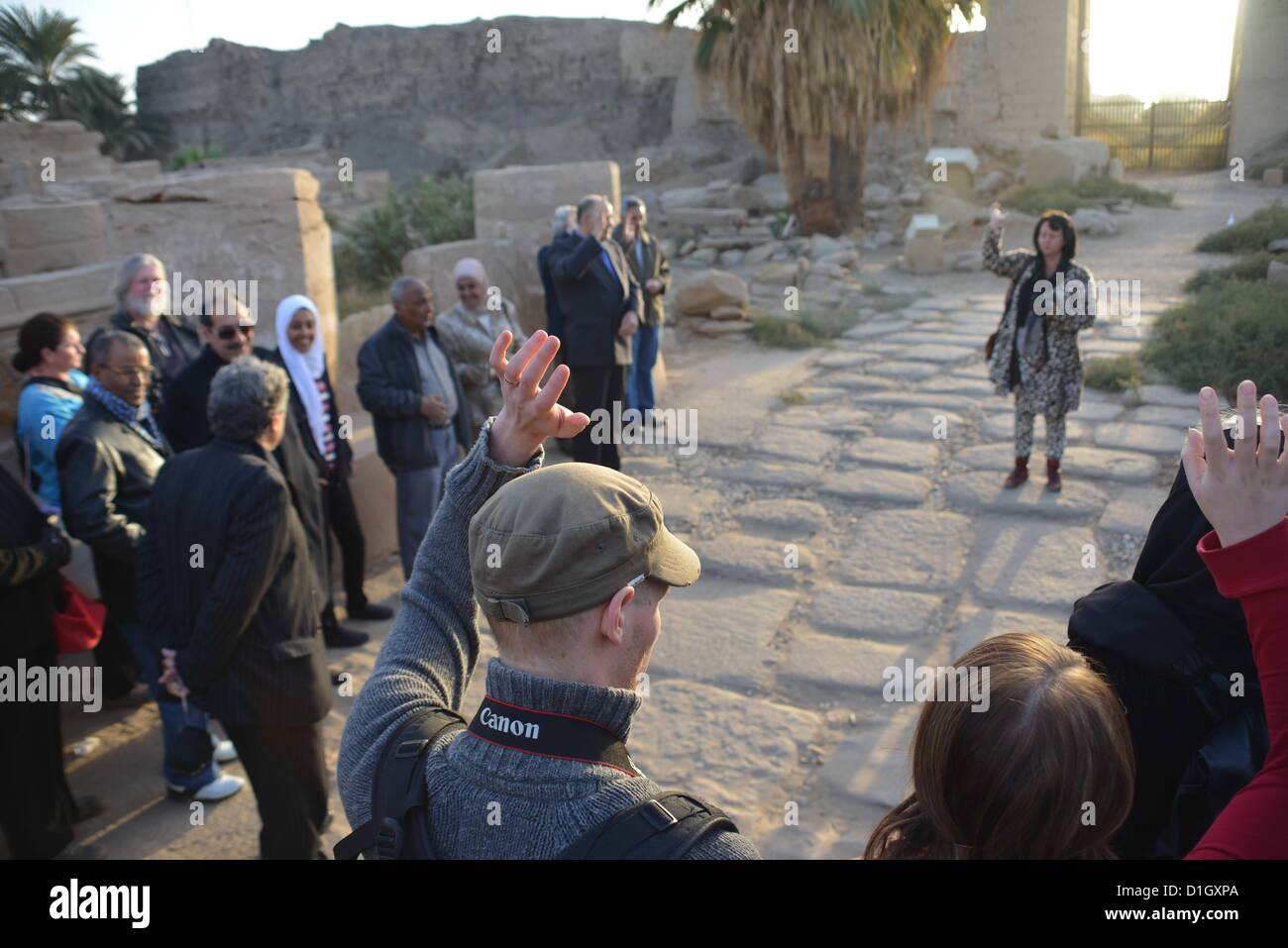 The Governor of Luxor Dr. Ezzat Saad at the Winter Solstice sunrise at Karnak Temple where dawn ...