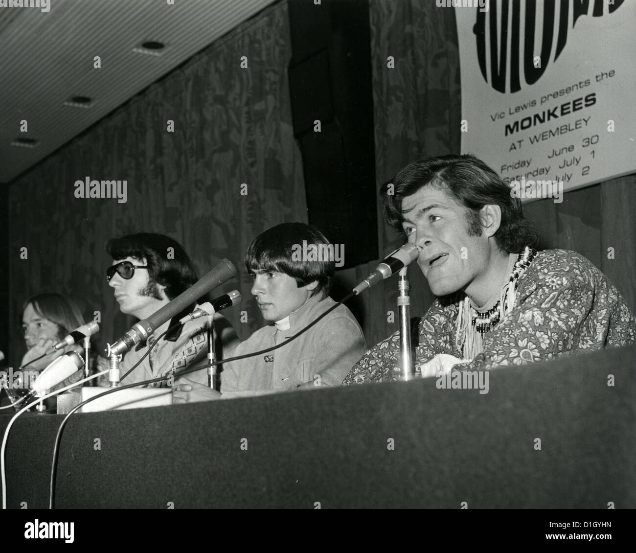 THE MONKEES Pop group give a press conference before their 2 July 1967 ...