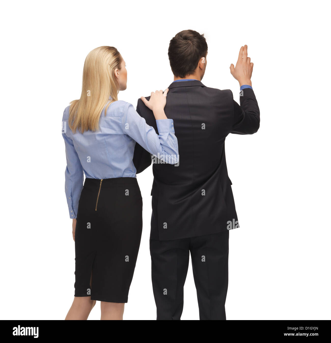 Businessman working something imaginary hi-res stock photography and ...