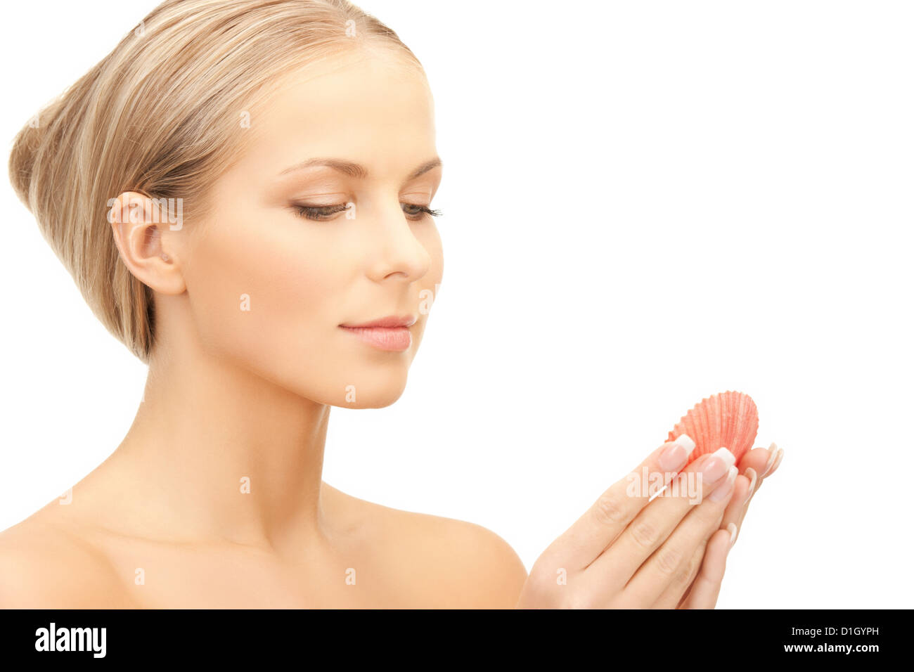 beautiful woman with seashell Stock Photo - Alamy