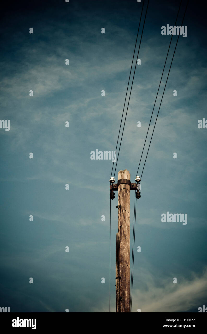 utility pole supporting wires for electrical power distribution Stock ...