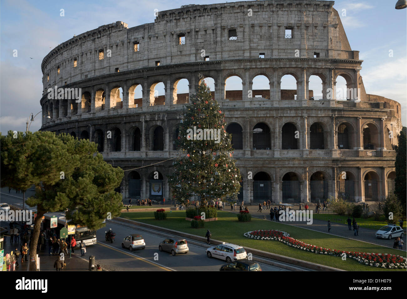 21st December 2012 Rome Italy. A large Christmas tree stands in front ...