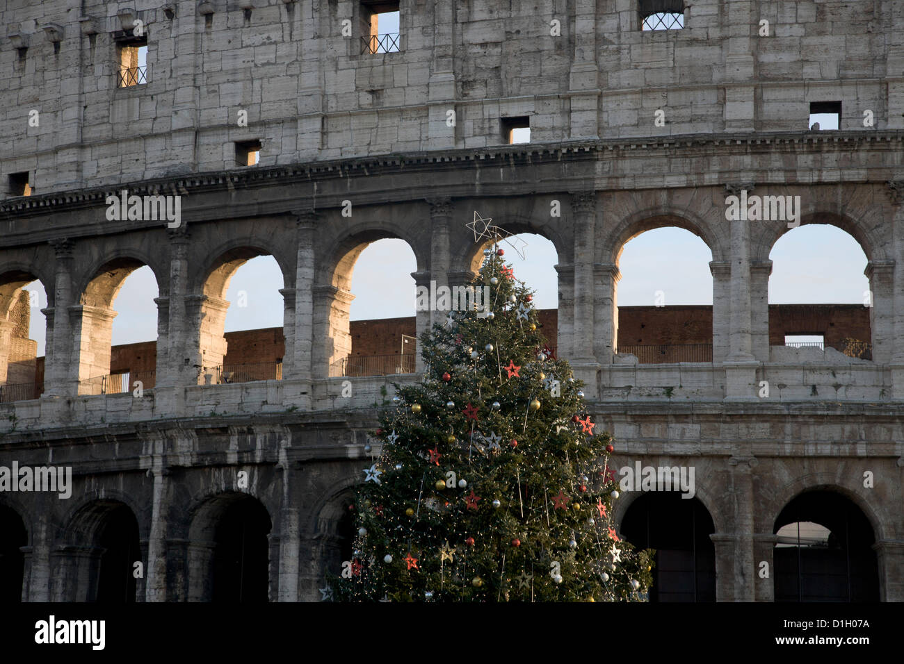 21st December 2012 Rome Italy. A large Christmas tree stands in front ...