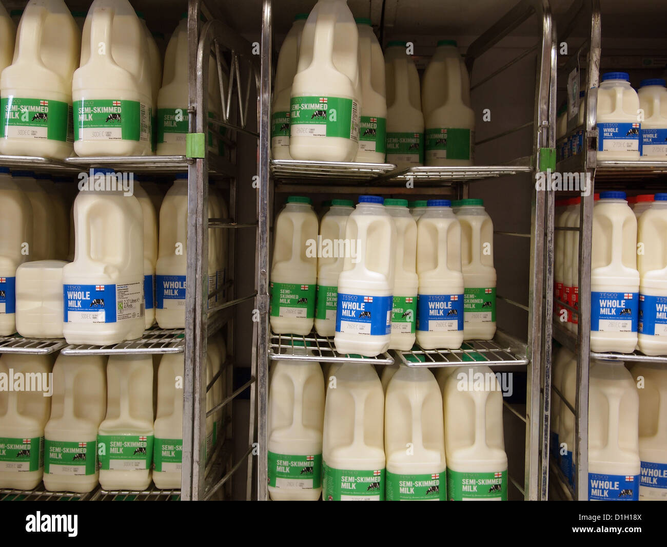 December 2012 - Supermarket milk racks with skimmed and semi skimmed ...