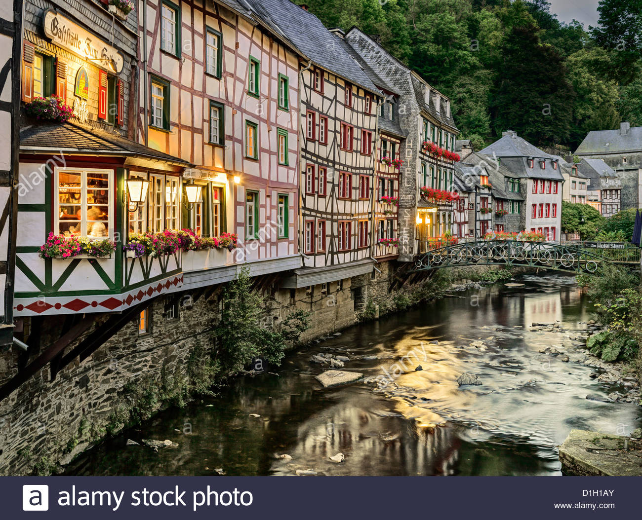 Monschau resort town. Eifel region, Aachen District, North Stock Photo ...