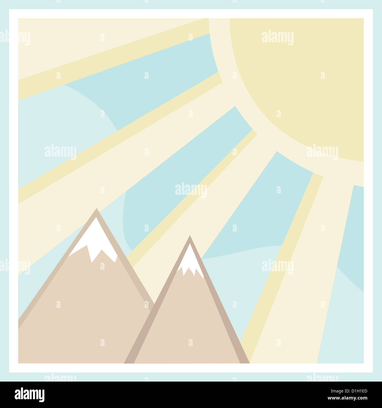 Mountain scene with large sun rays in square Stock Photo - Alamy