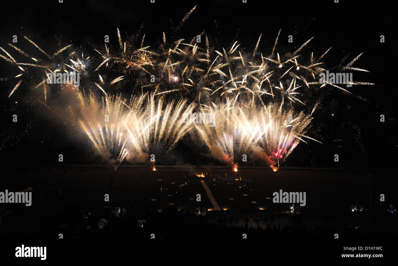 Fireworks on the beach at The Burning the Clocks to celebrate the ...