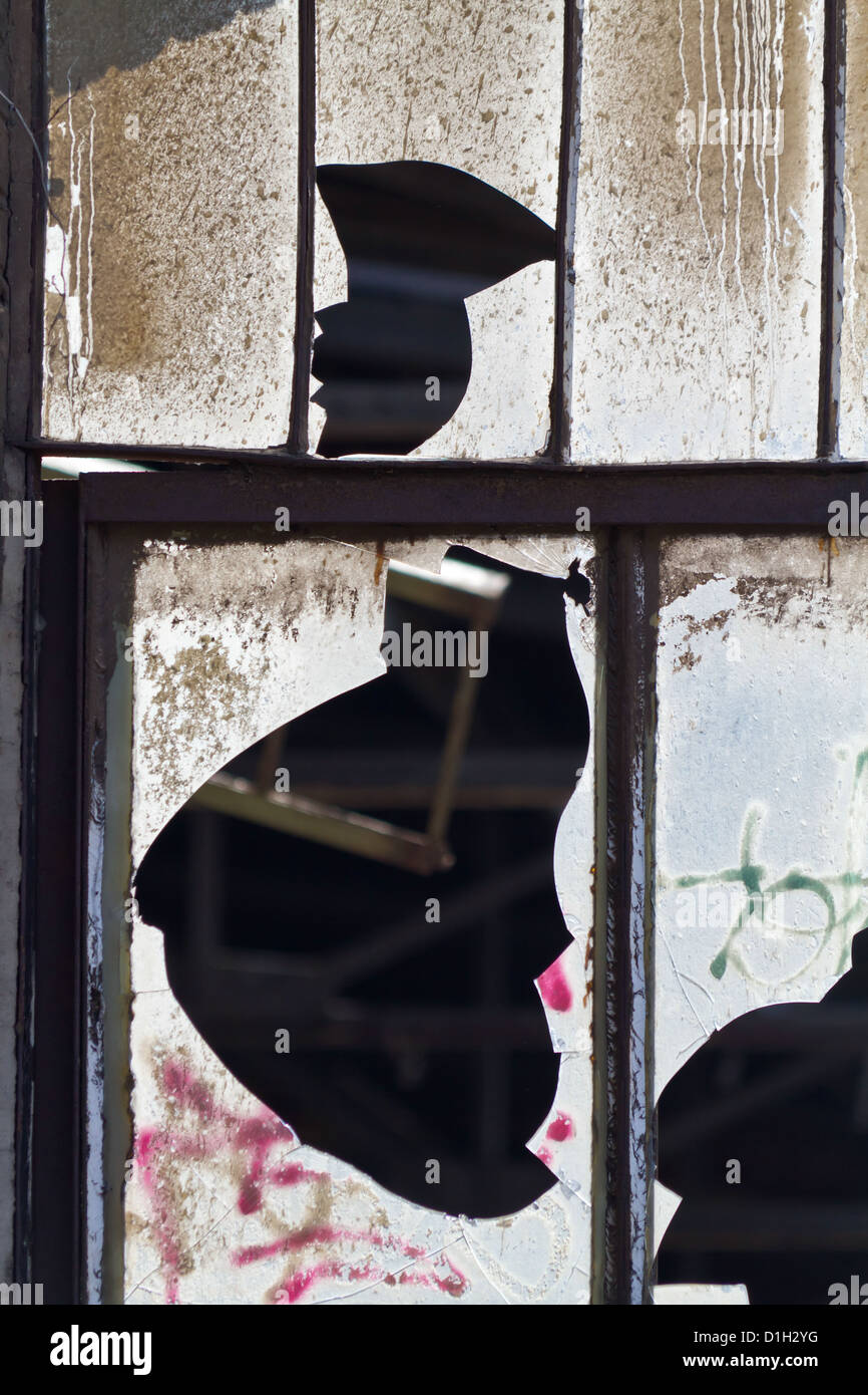 Broken Window and Graffiti in Berlin Friedrichshain, Germany Stock ...