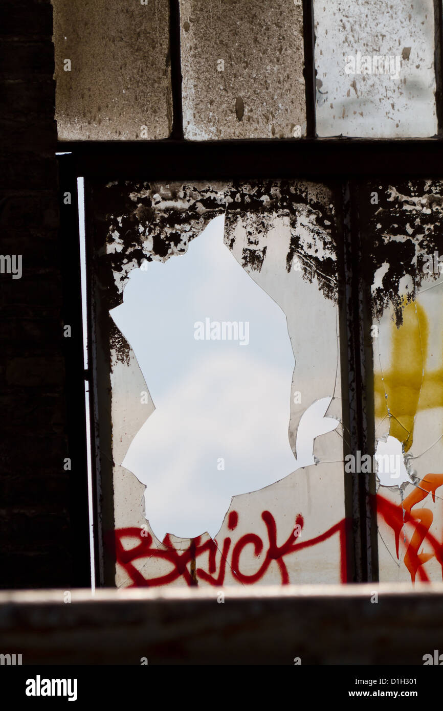 Broken Window and Graffiti in Berlin Friedrichshain, Germany Stock ...
