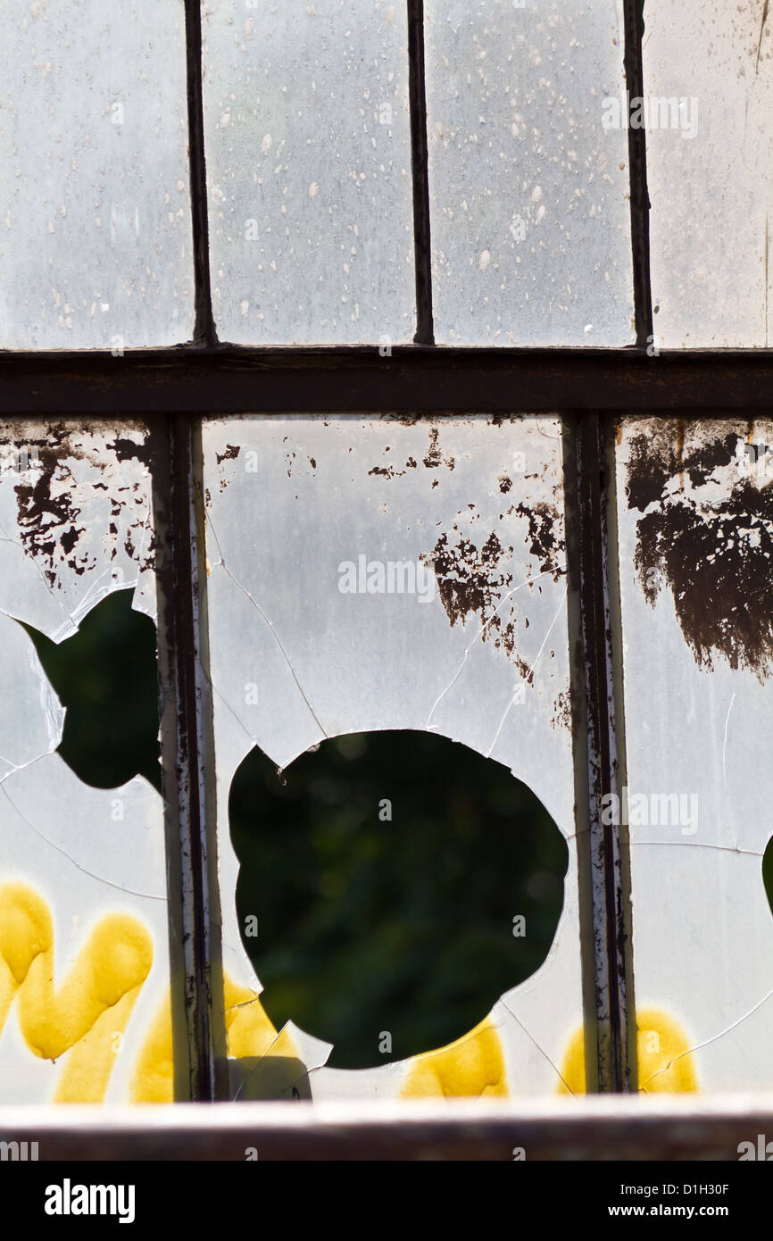Broken Window and Graffiti in Berlin Friedrichshain, Germany Stock ...