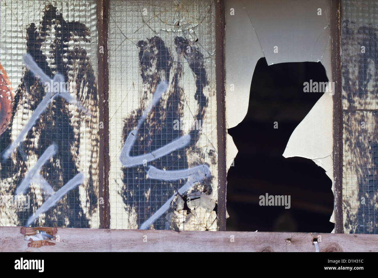 Broken Window and Graffiti in Berlin Friedrichshain, Germany Stock ...