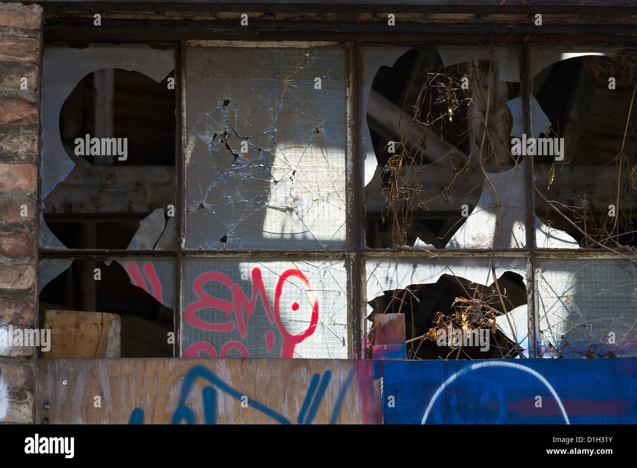 Broken Window and Graffiti in Berlin Friedrichshain, Germany Stock ...