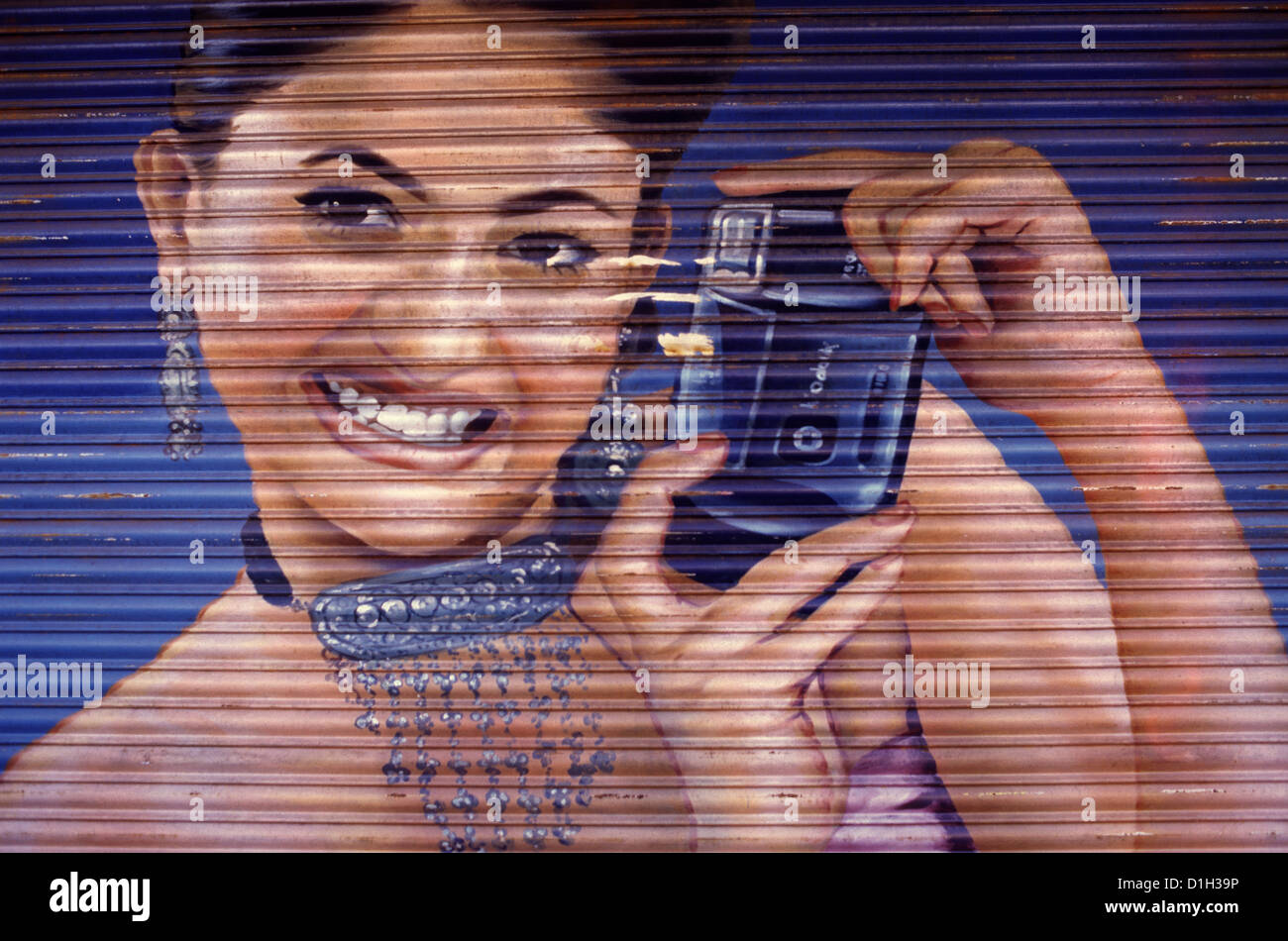 hand painted security door of a shop in Mumbai India Stock Photo - Alamy