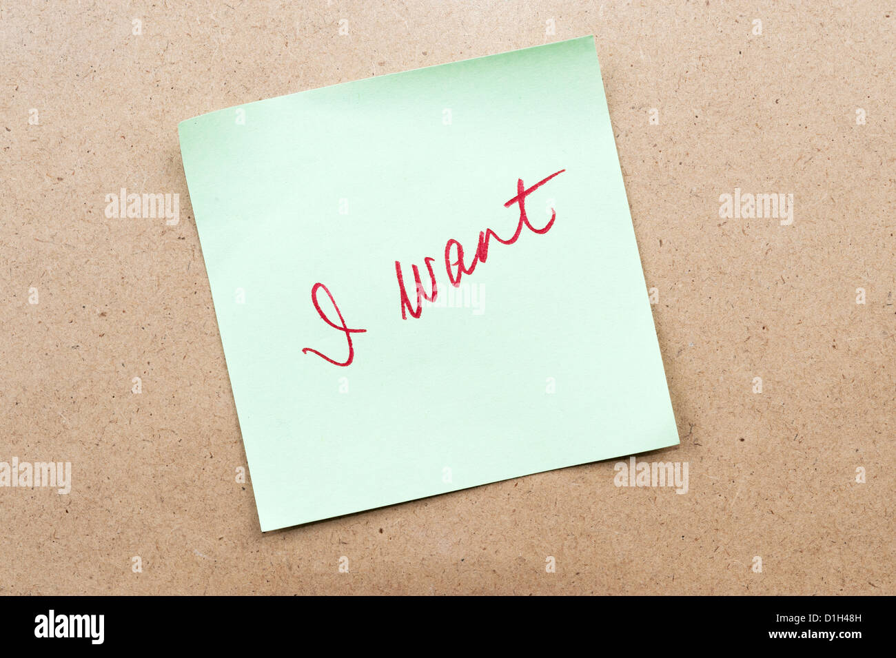 I want words written on a sticky note Stock Photo - Alamy