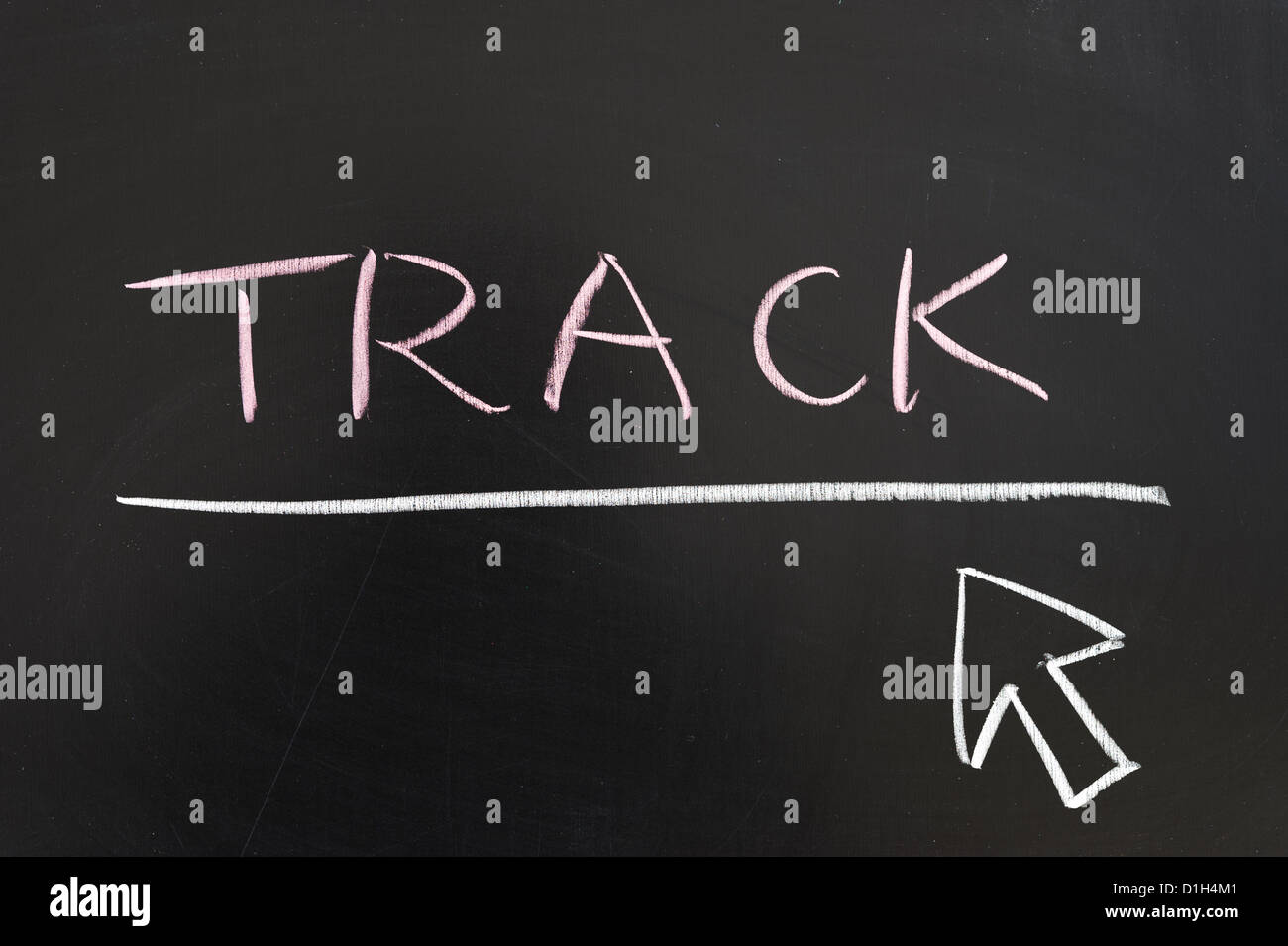 Track word and mouse pointer drawn on chalkboard Stock Photo - Alamy