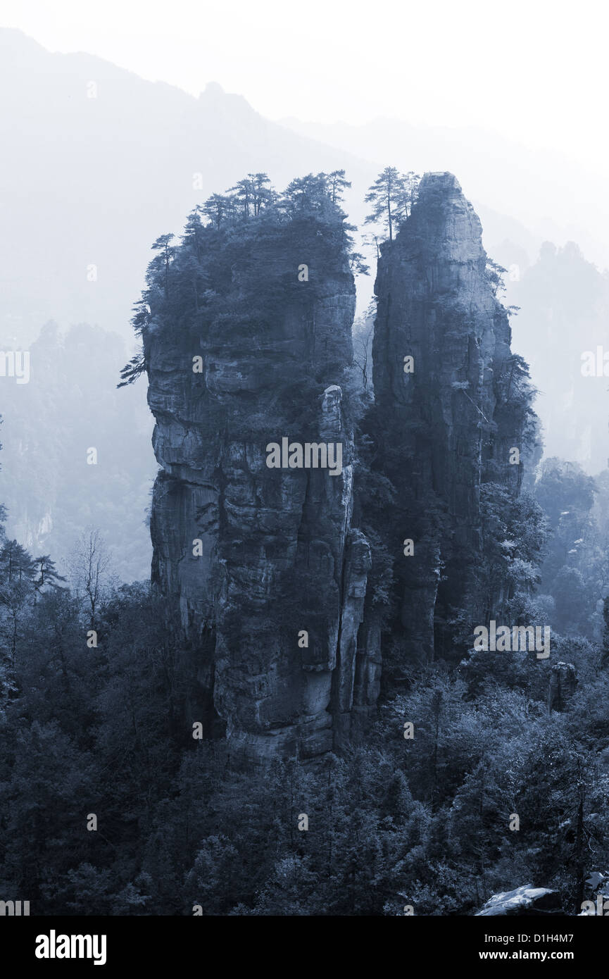 Steep mountain in Zhangjiajie National Forest Park located in Hunan ...
