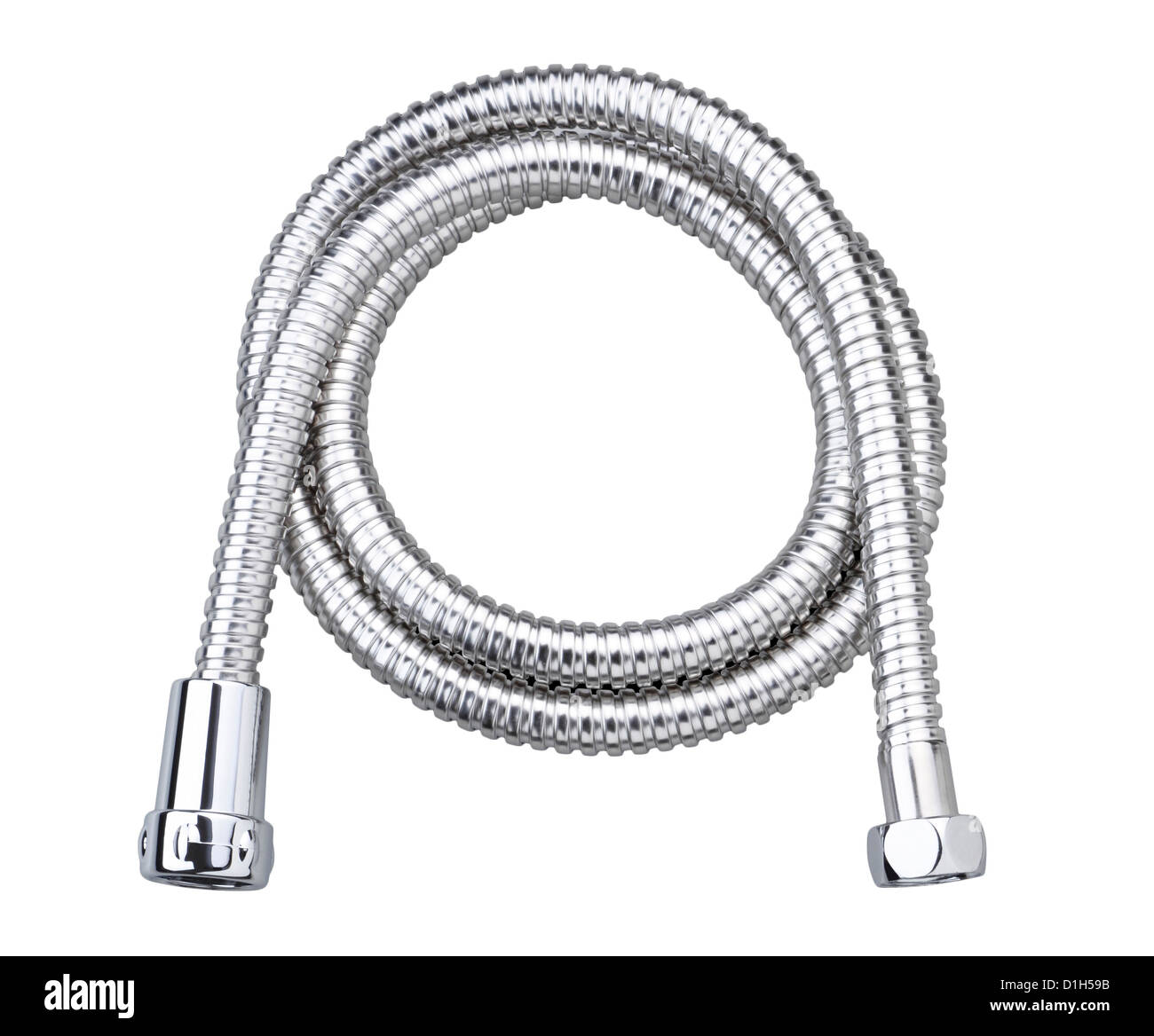 Chrome hose water cable the bathroom accessory isolated Stock Photo - Alamy