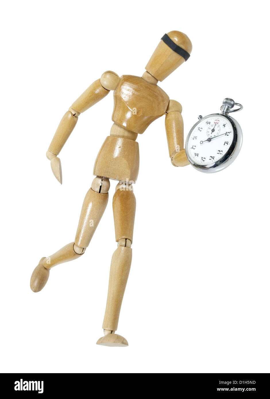 Jogger with headband holding silver stopwatch - path included Stock ...