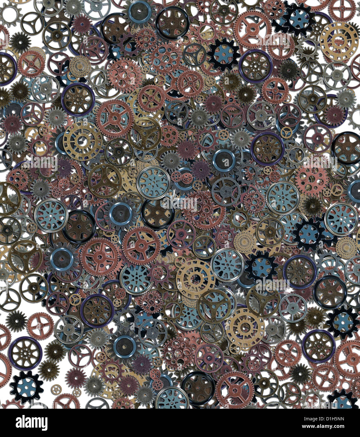 Various gears with interlinking teeth and cogs used to make machines ...