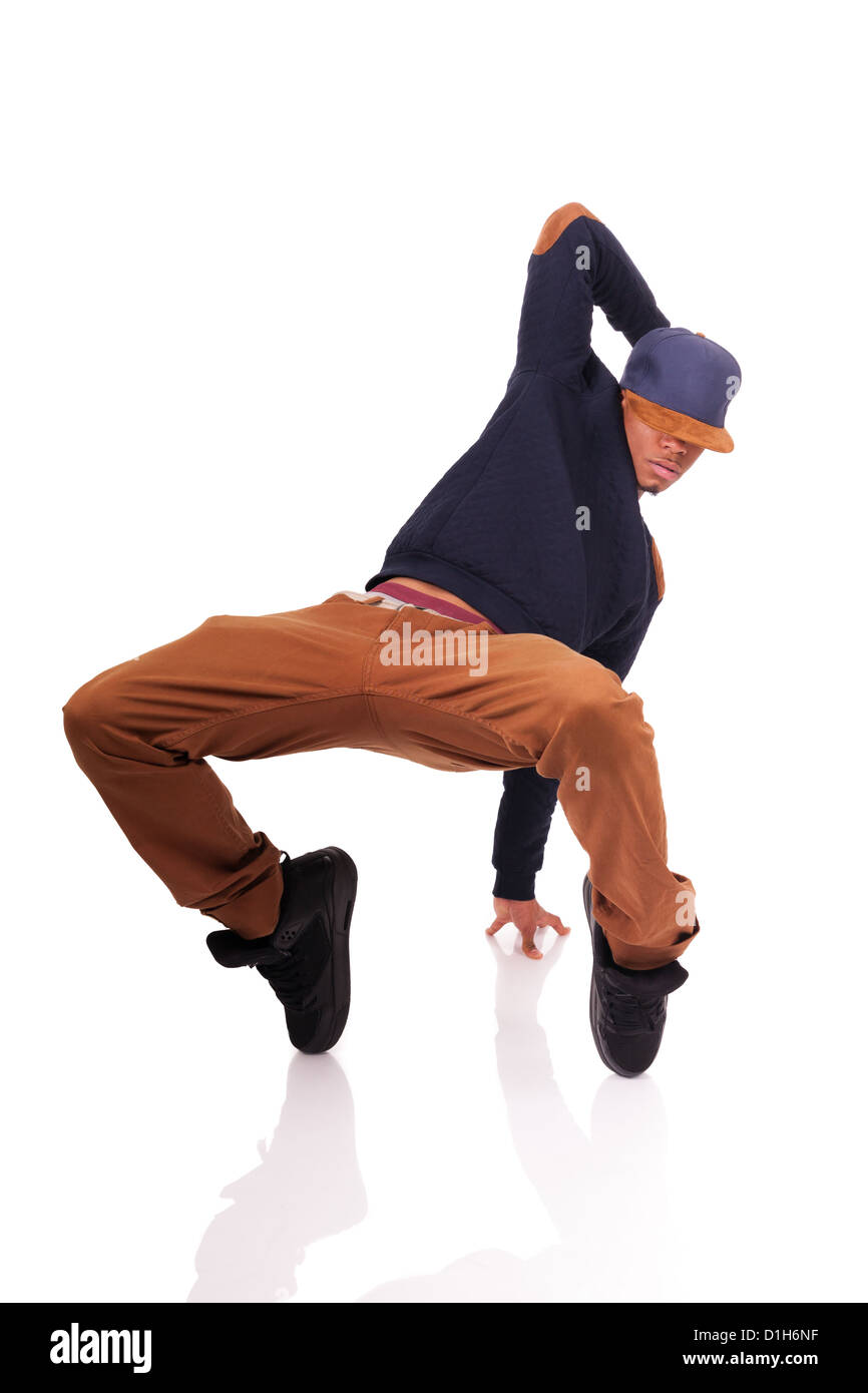 African dancer breakdance isolated over white background Stock Photo ...