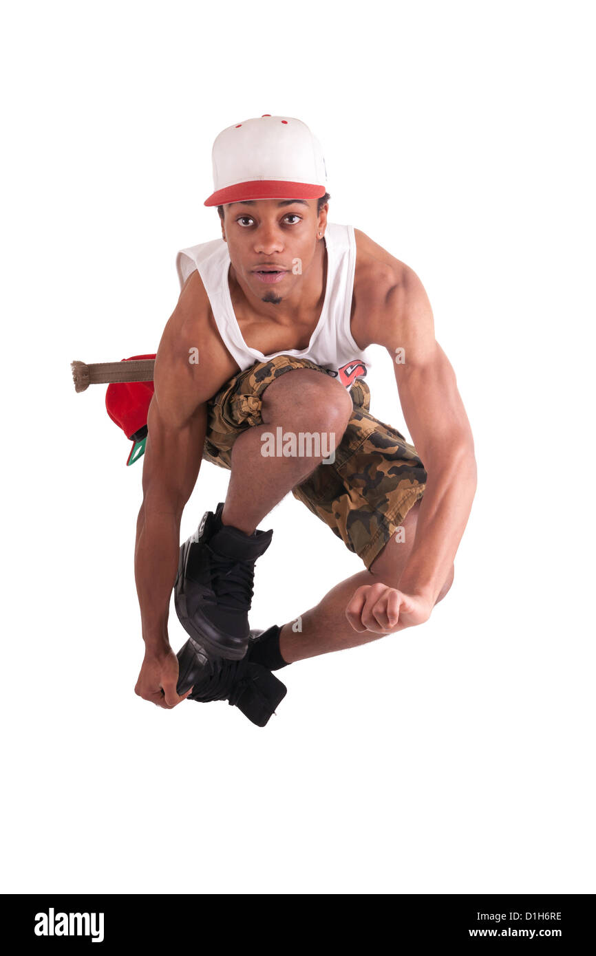 African dancer breakdance isolated over white background Stock Photo ...