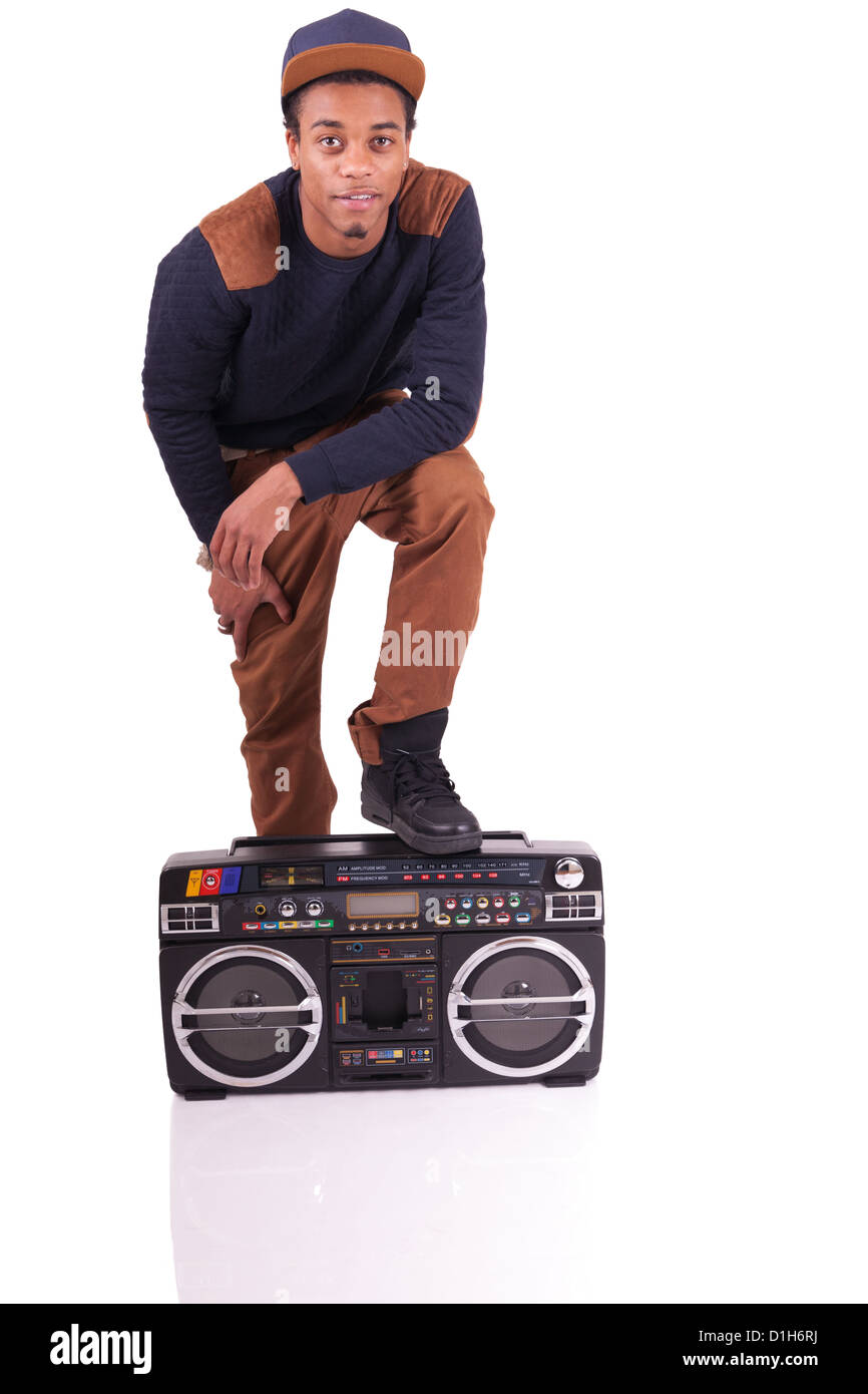 African dancer breakdance isolated over white background Stock Photo ...