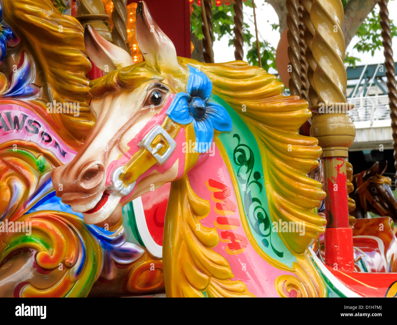 Carousel painted horses Stock Photo - Alamy