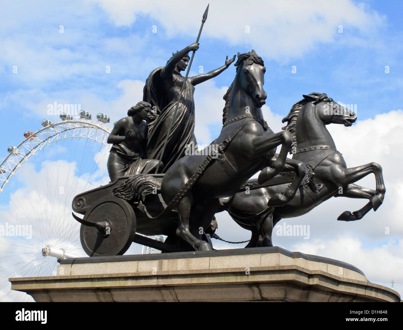 London Eye and Boadicea's Chariot Westminster London England Stock ...