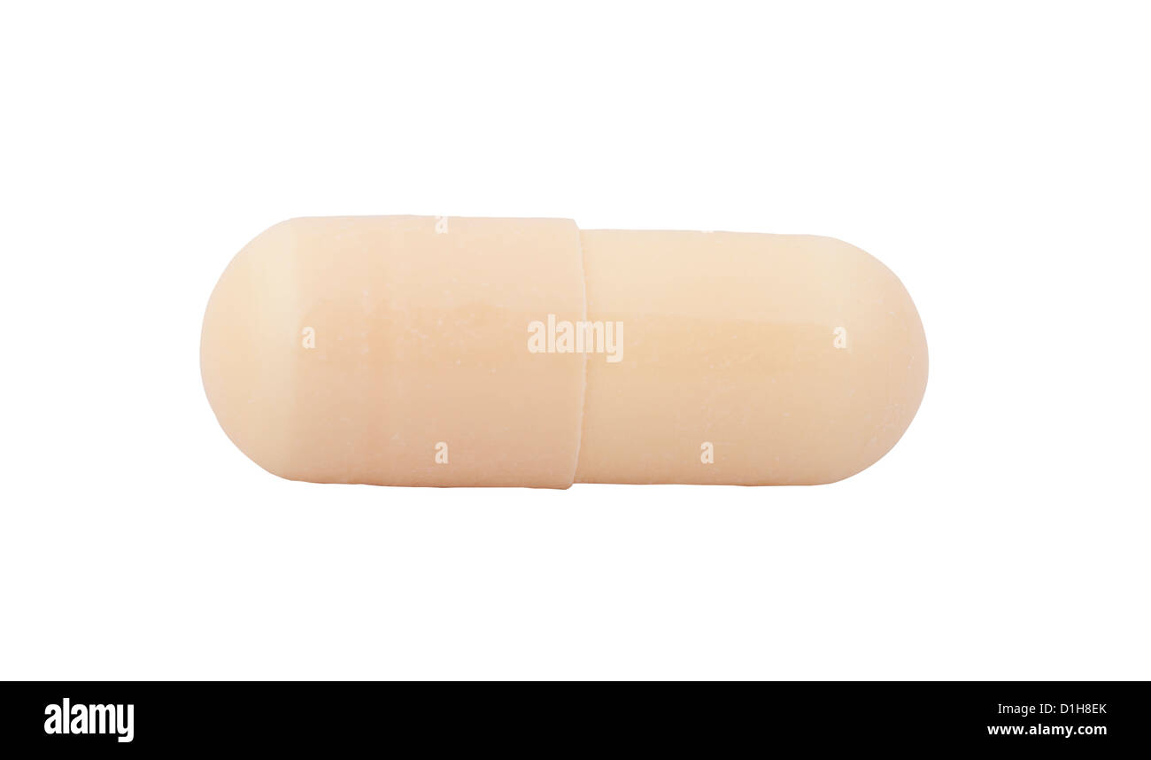 White capsule isolated on white background Stock Photo - Alamy