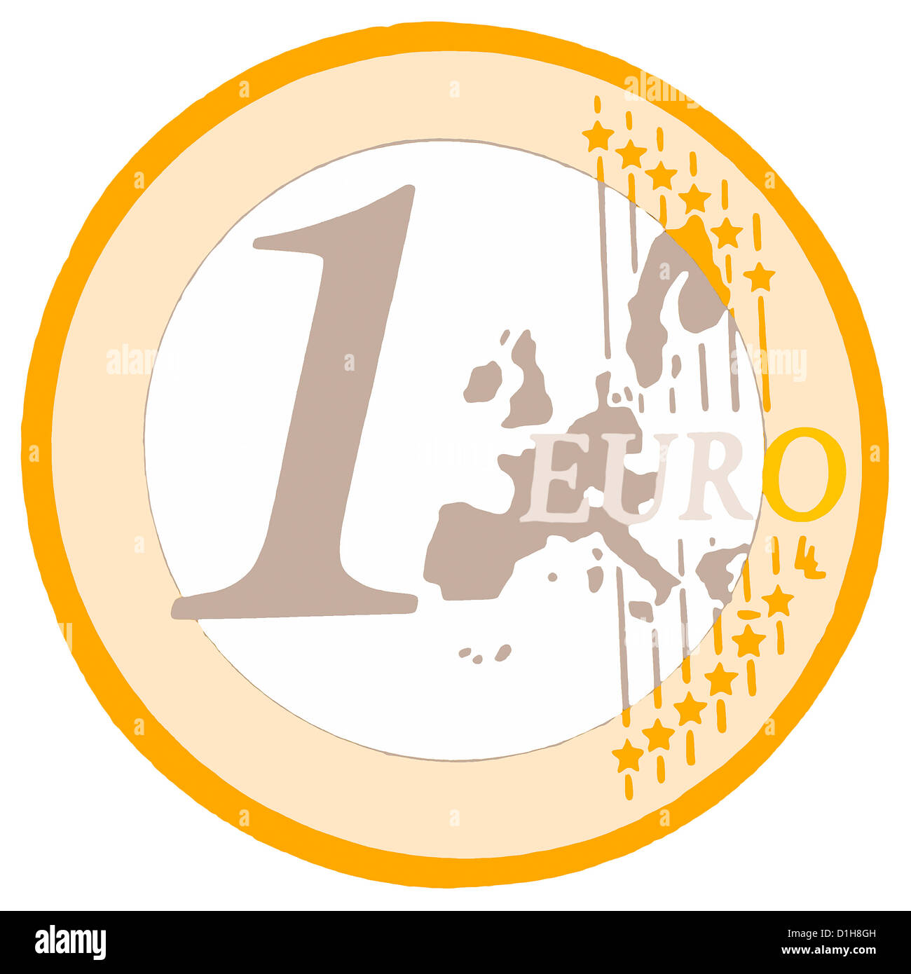 1 Euro Coin (obverse) Digital illustration from original photo Stock ...