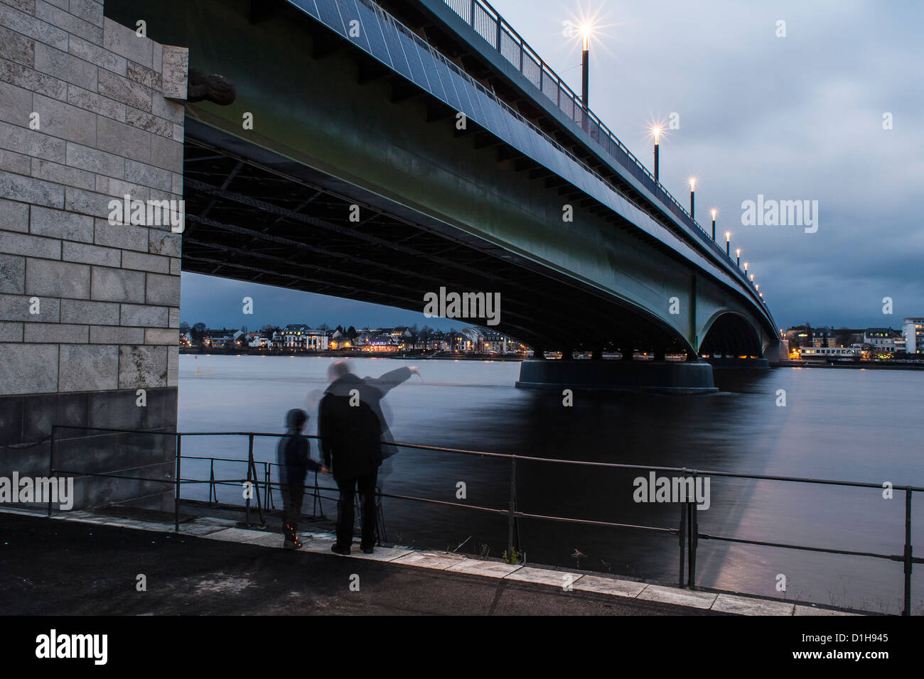 Kennedybrücke in the city of Bonn, the middle bridge of three bridges ...