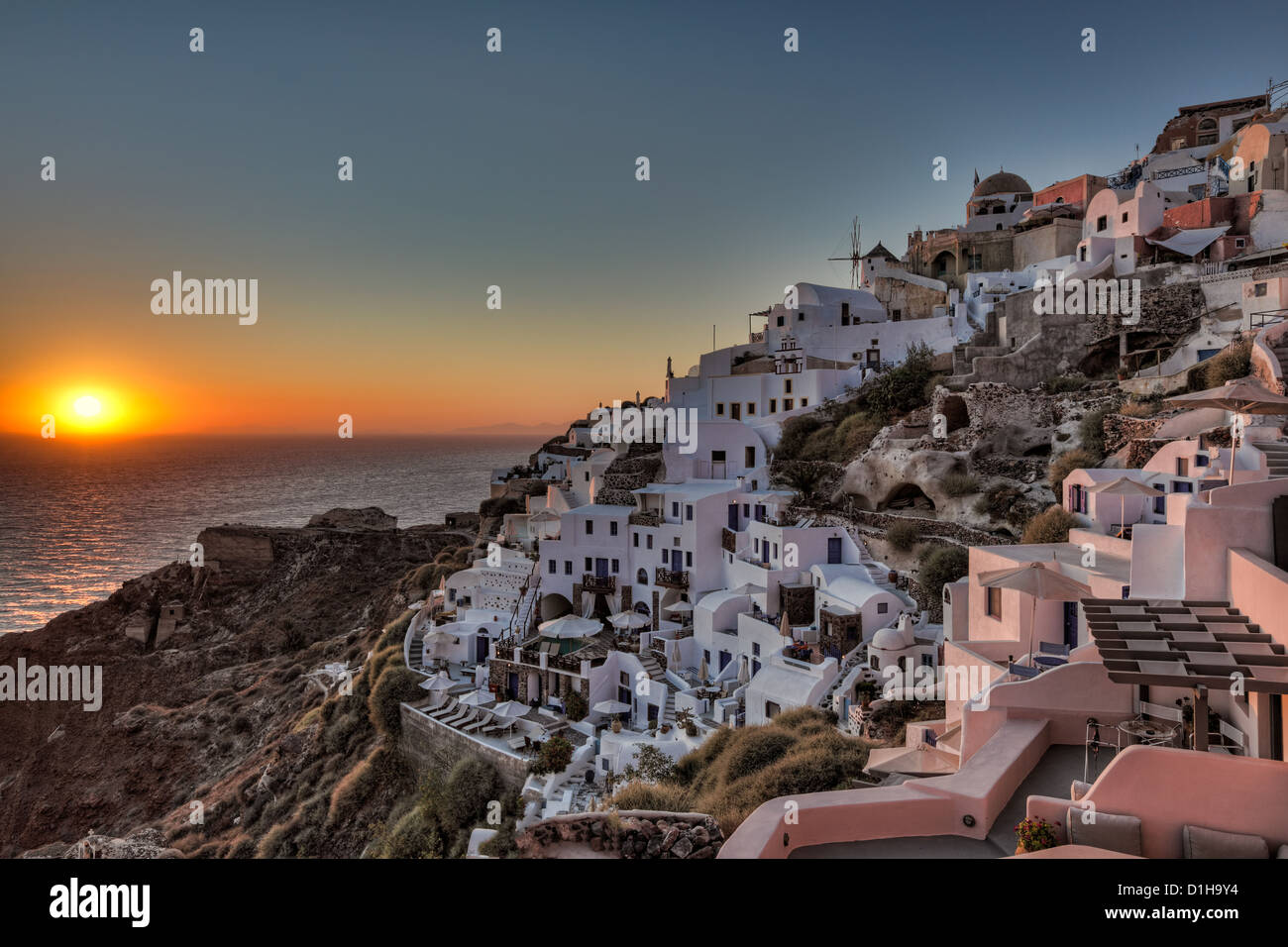 Oia Sunset in Santorini, Greece Stock Photo - Alamy