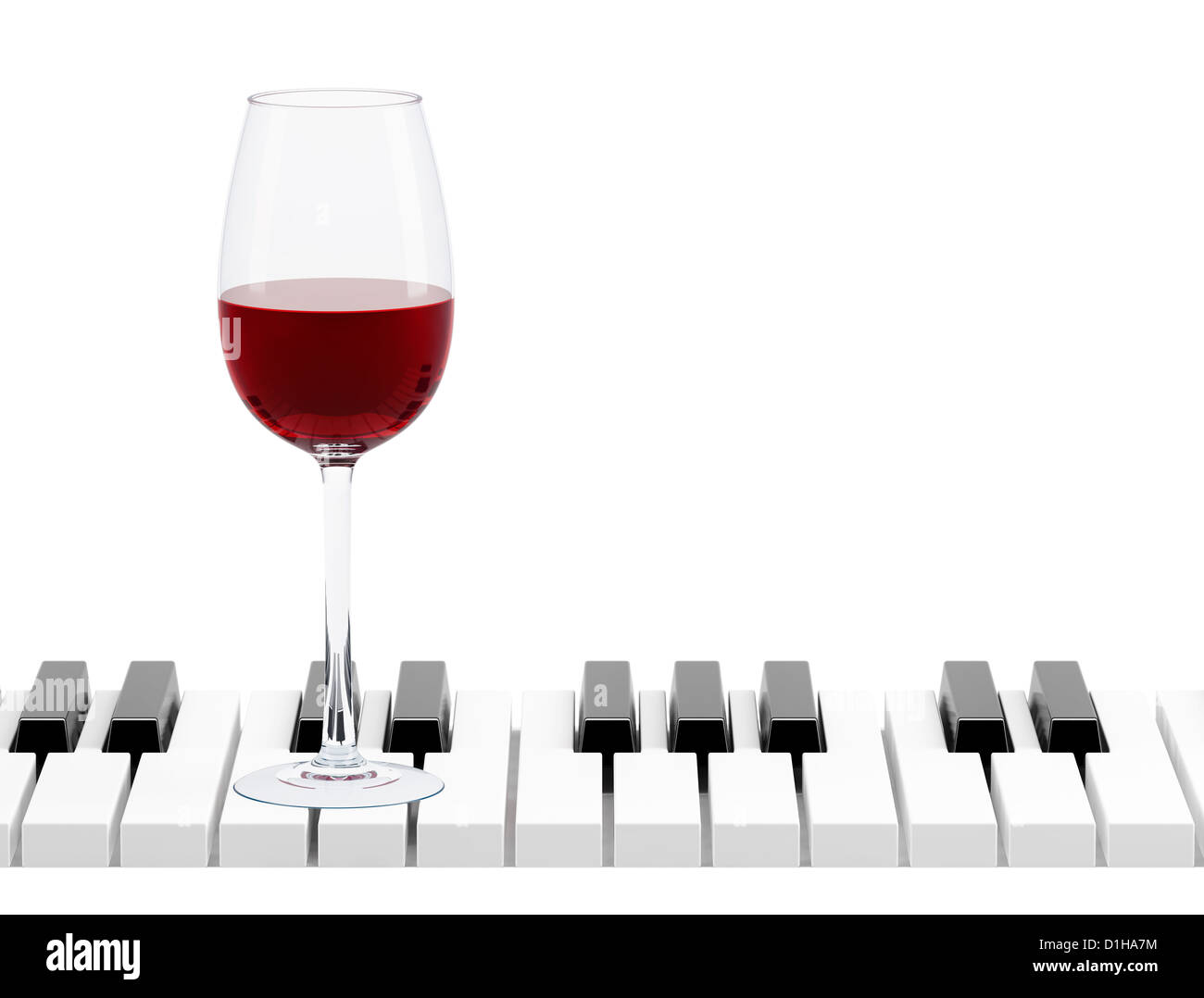 wine glass on piano key on white background Stock Photo - Alamy