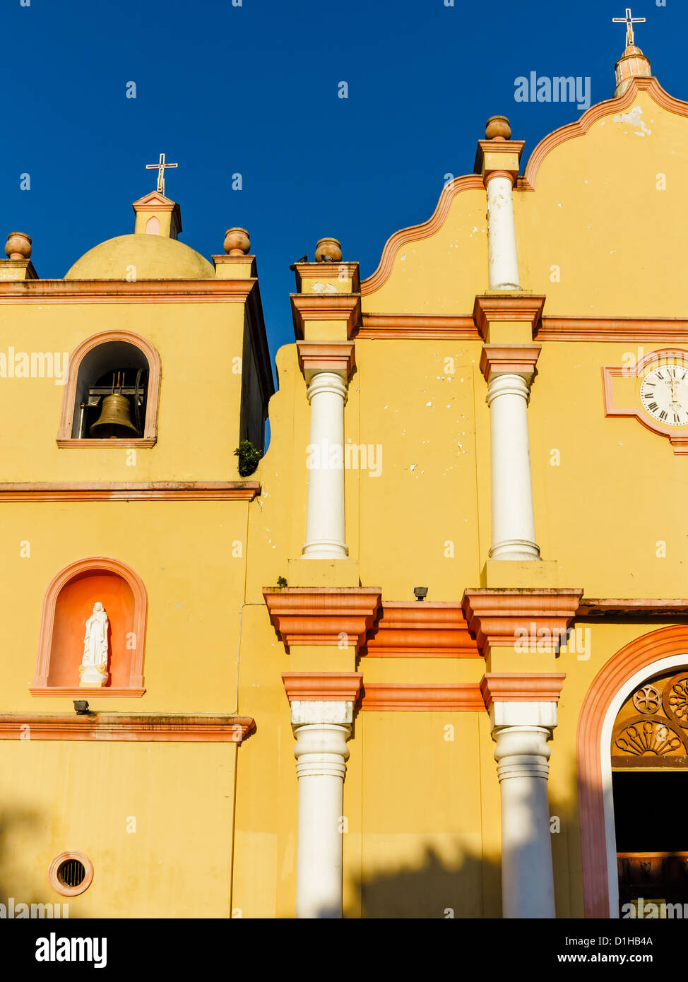 Yellow facade of Spanish colonial cathedral Stock Photo - Alamy