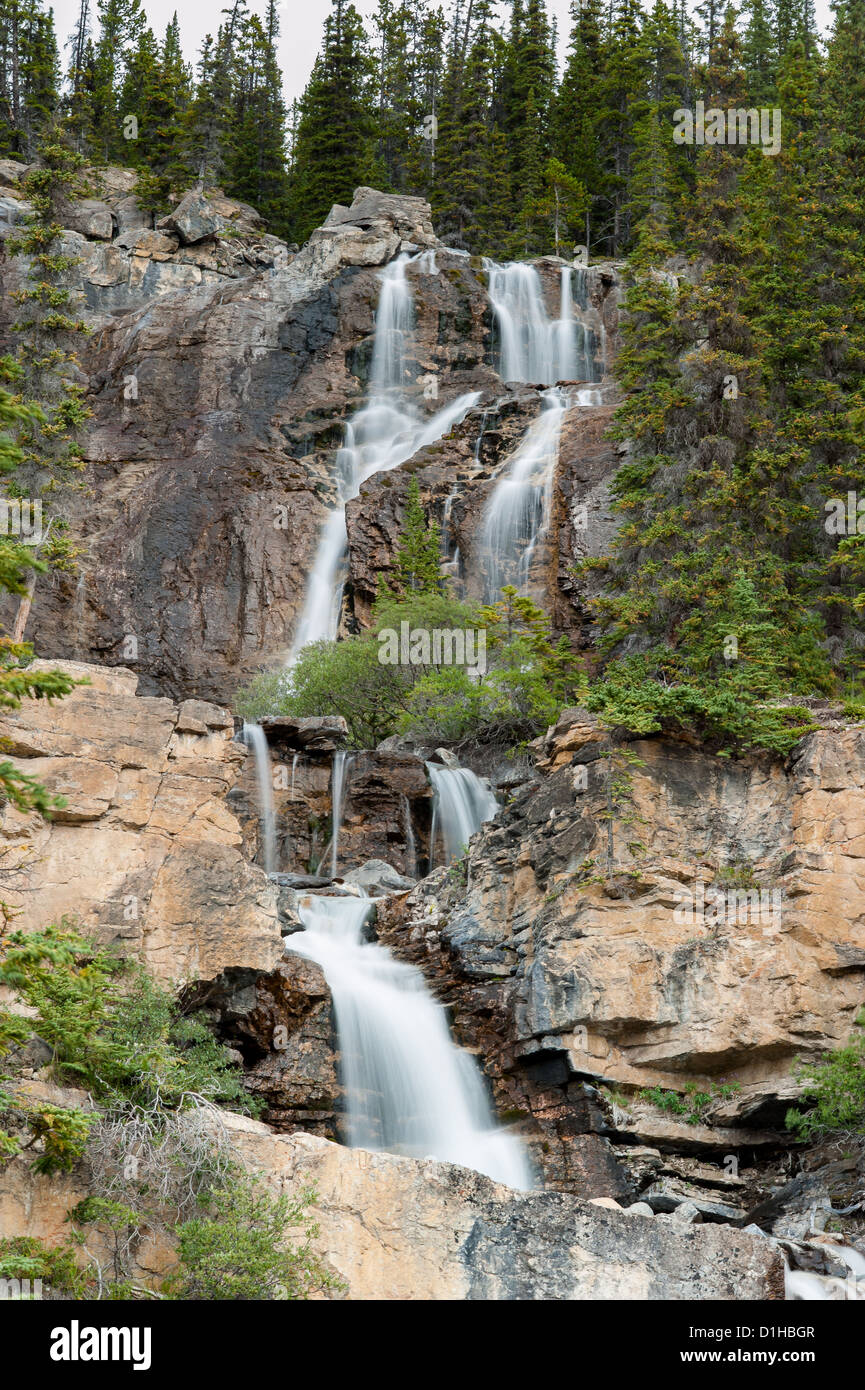 Tangle Creek Falls in Jasper National Park, Alberta, Canada Stock Photo ...
