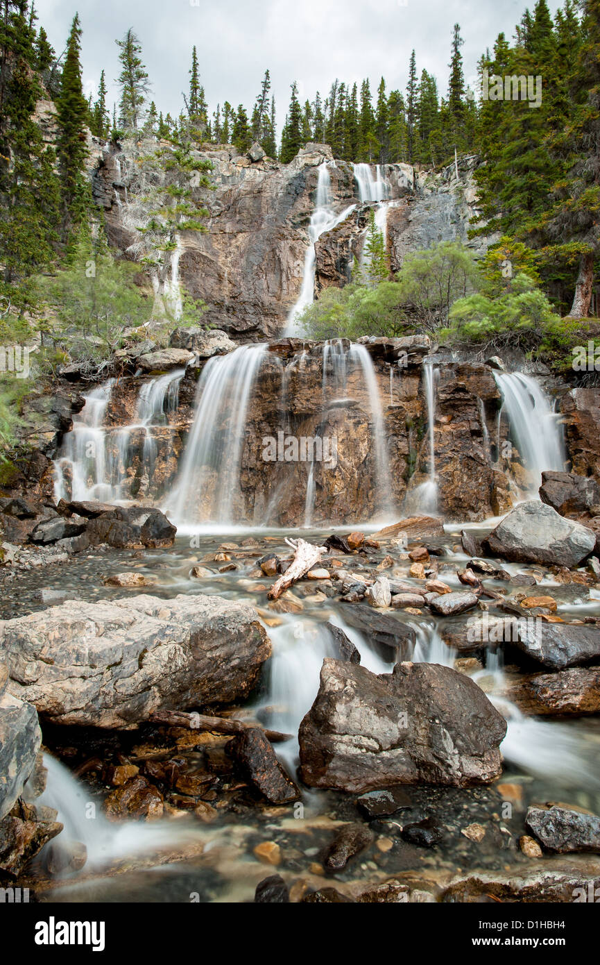 Tangle Creek Falls in Jasper National Park, Alberta, Canada Stock Photo ...
