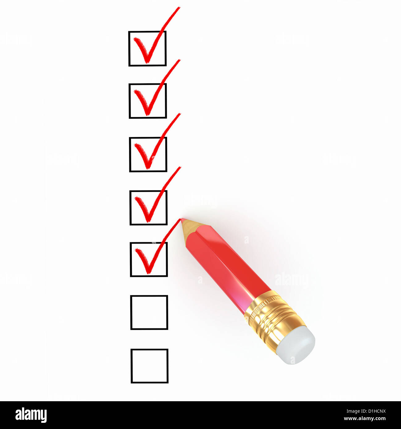 Pencil and questionnaire on white isolated background. 3d Stock Photo ...