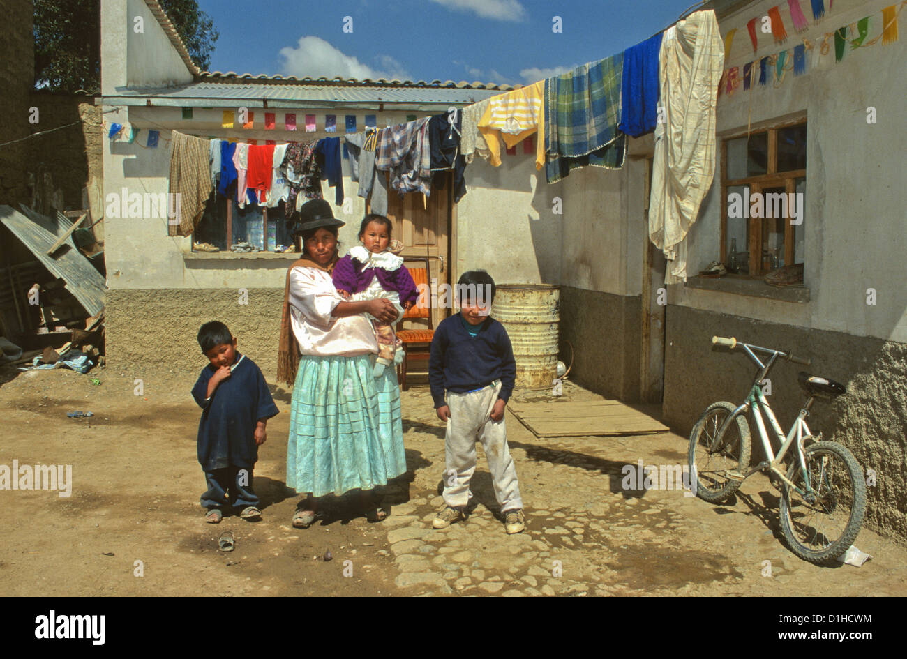 Native Aymara woman and children in El Alto, La Paz, Bolivia Stock ...
